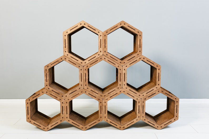 Plant Stand Hexagon Shelf Unit Wooden Bookcase Minimalistic | Etsy