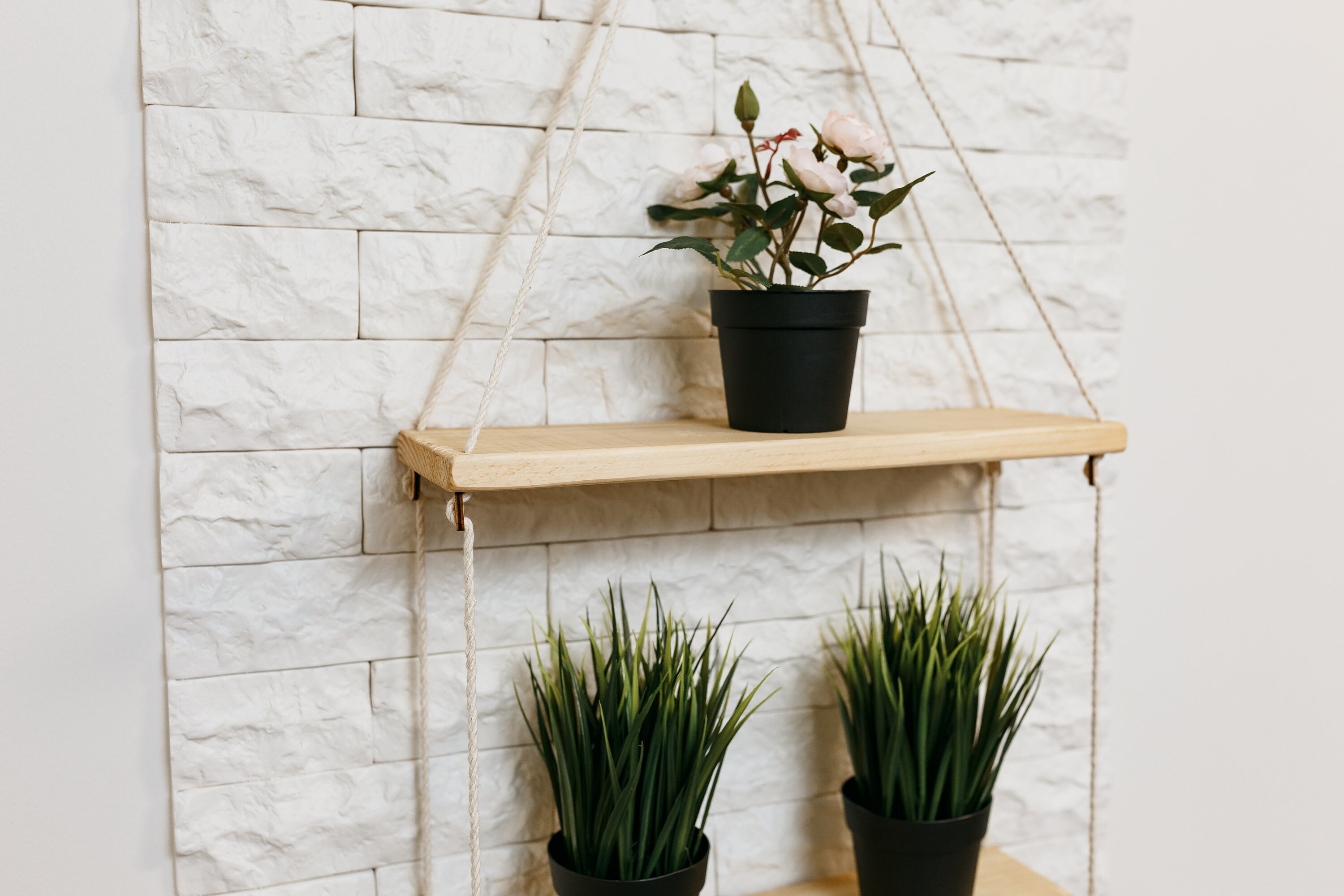 Hanging Shelf Double Floating Shelf Reclaimed Wood Plant | Etsy