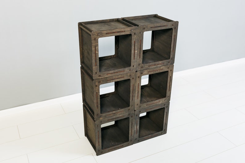 Wood Stained Box Floating Shelves Wall Cube Shelves Square - Etsy