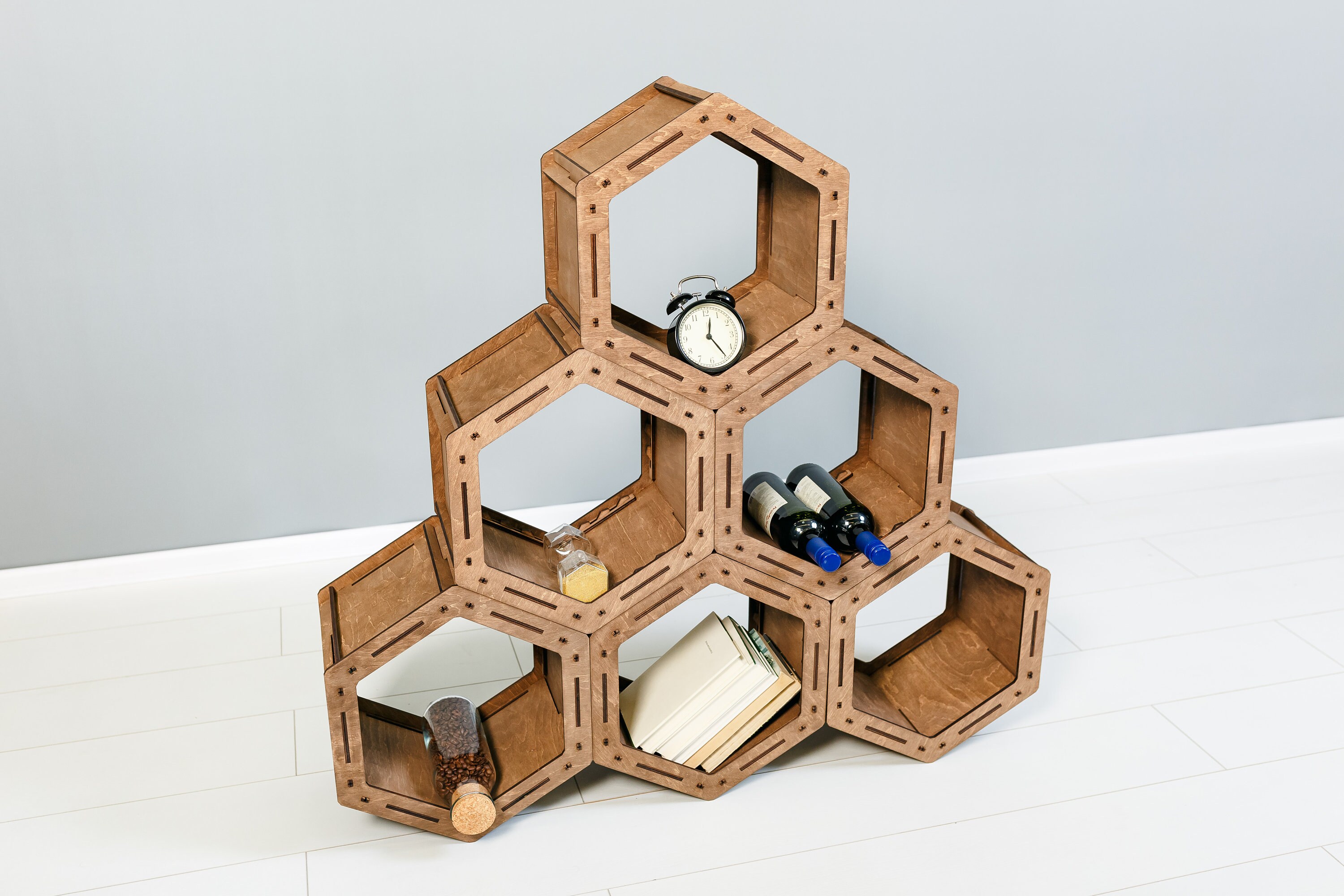 HONEYCOMB SHELVES - Hexagon Shelf - Handmade Wooden Book Storage ...