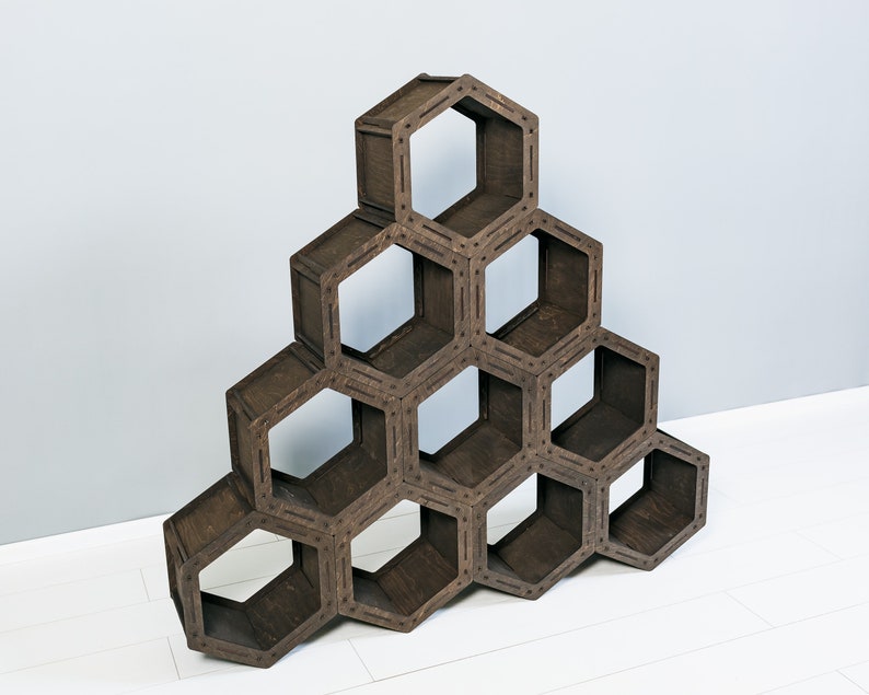 Small Hexagonal Bookcase Freestanding Wooden Bookshelf - Etsy