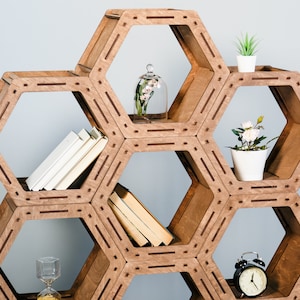 Hexagon Shelves, Wall Beehive Bee Honeycomb Shelf Decor, Large Set of ...