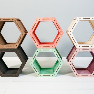 Bookcase Custom Shelving Unit Hexagon Bookshelf Loft Shelf Geometric ...