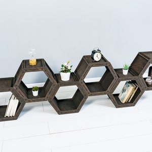 Bookcase Honeycomb Loft Shelf Geometric Bookhelf Custom Hexagon Shelves ...