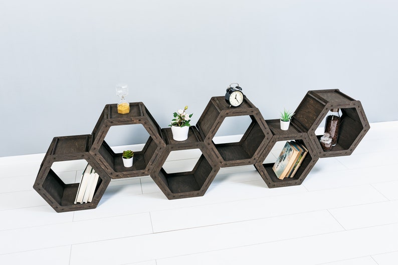 Bookcase Honeycomb Loft Shelf Geometric Bookhelf Custom Hexagon Shelves ...