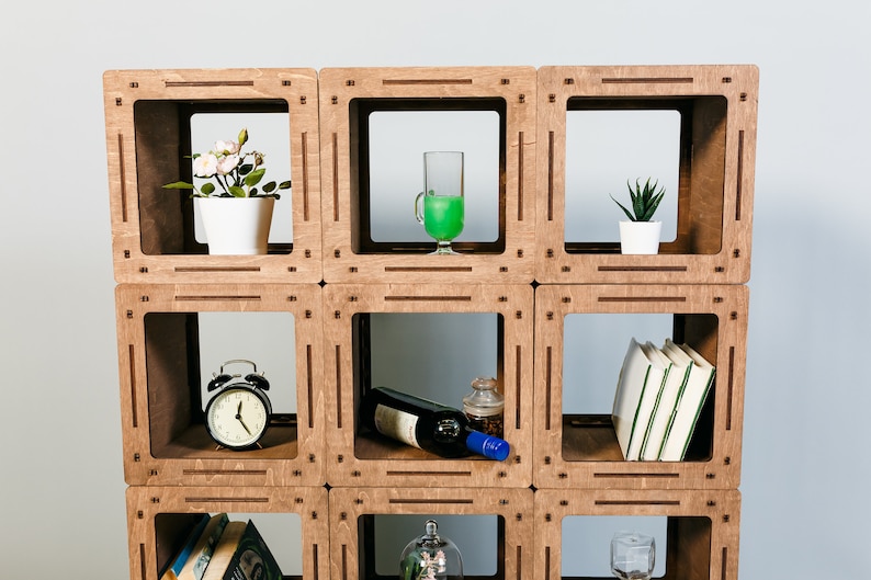 BOOKCASES Wood Stained Box Floating Shelvescube Shelves | Etsy
