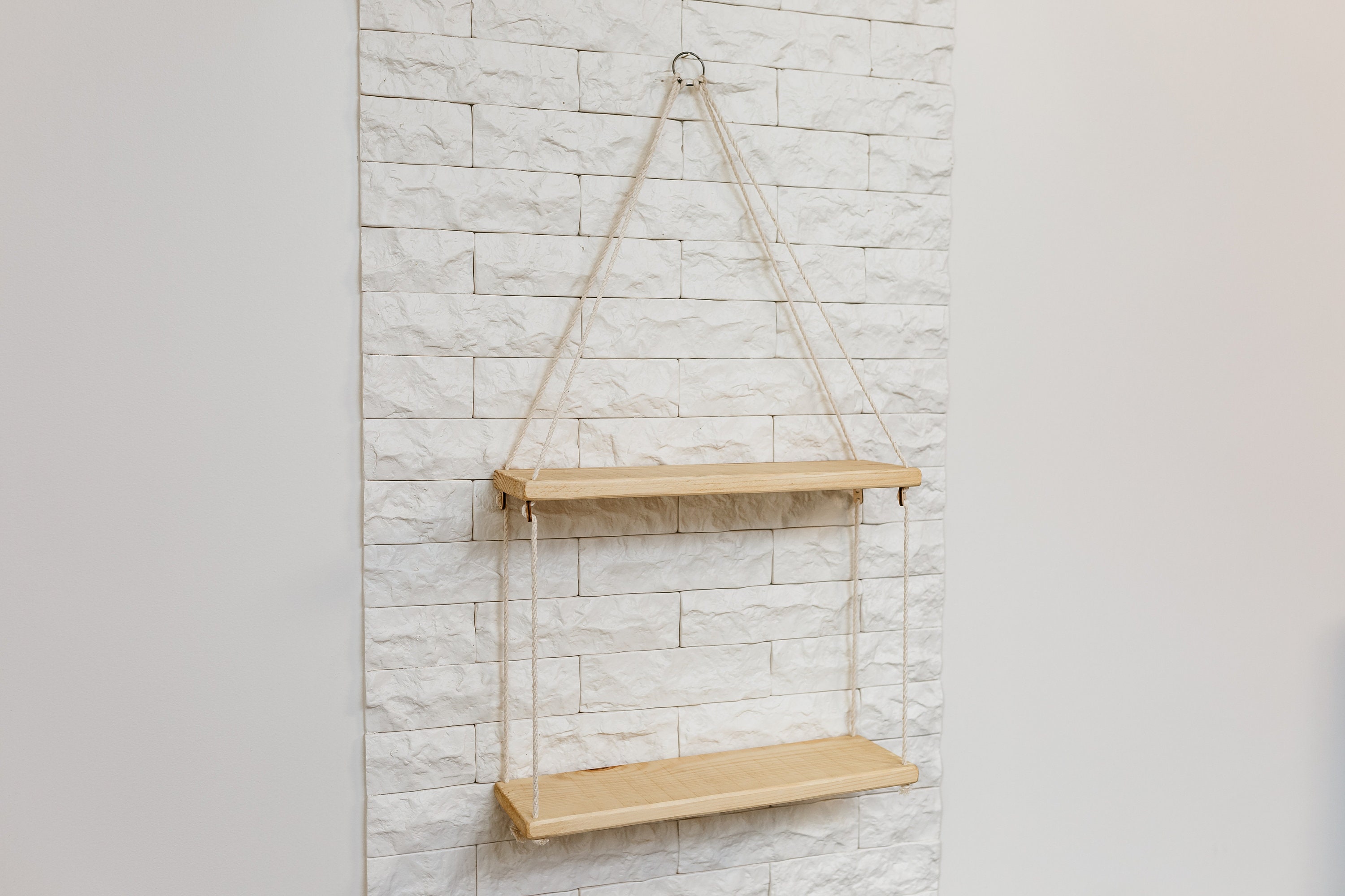 Hanging Shelf Double Floating Shelf Reclaimed Wood Plant | Etsy