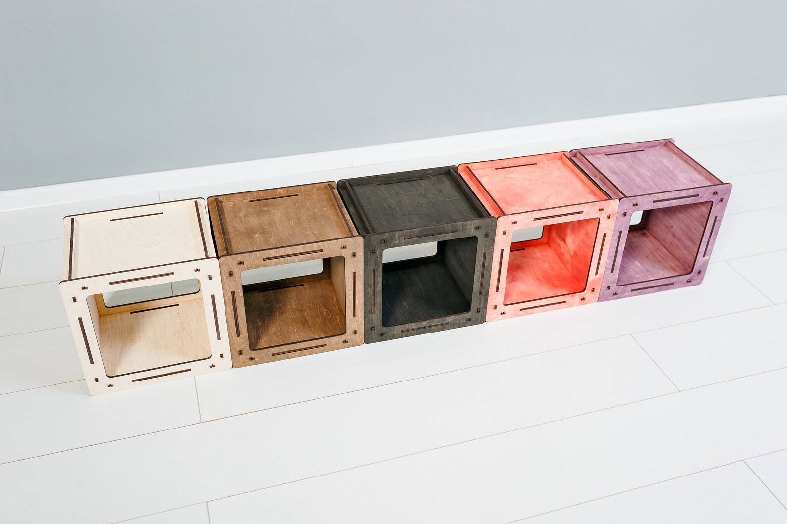 Wood Stained Box Floating Shelves Wall Cube Shelves Square - Etsy