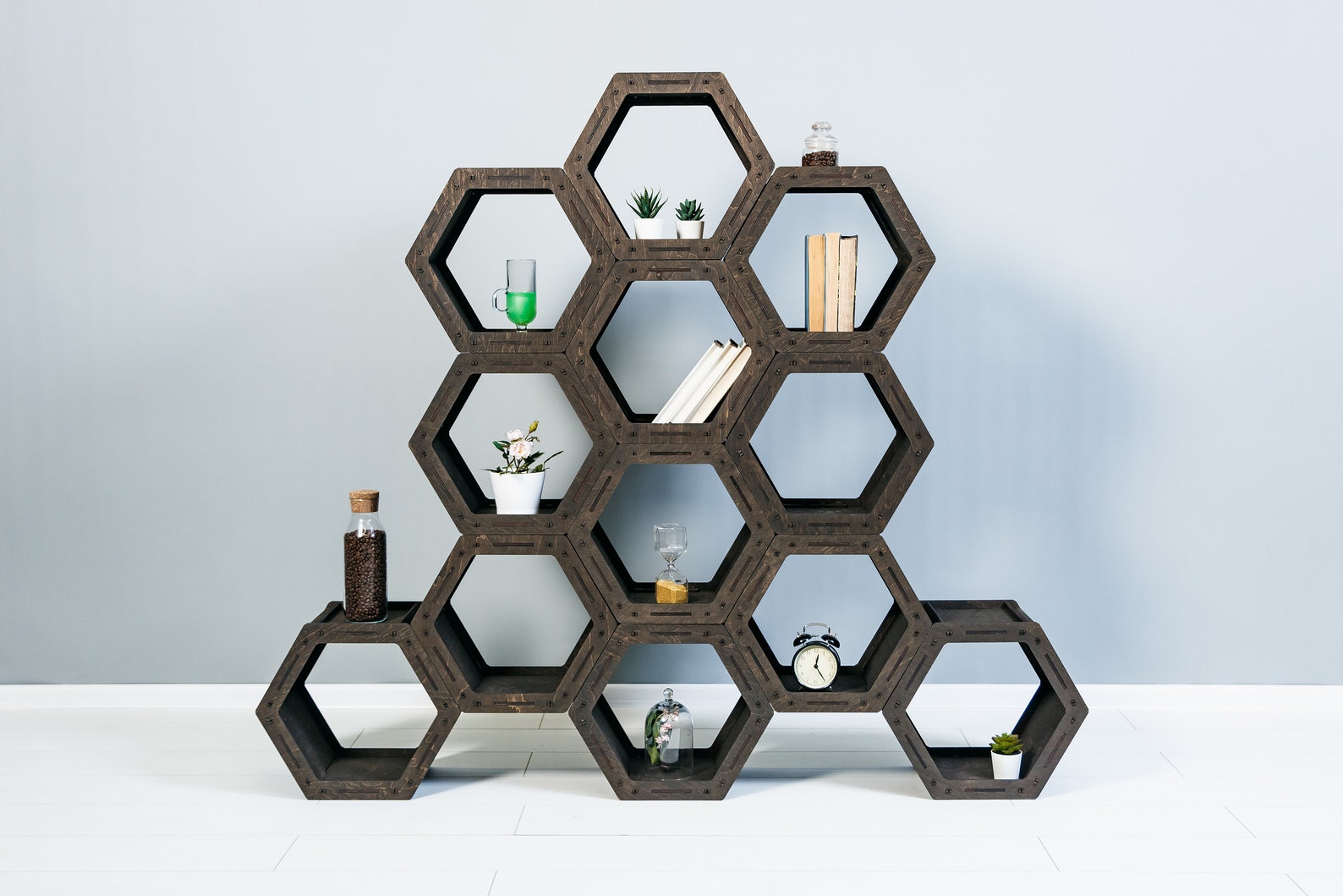 HONEYCOMB SHELVES - WOODEN Shelves - Beautiful Hexagon Book Storage ...
