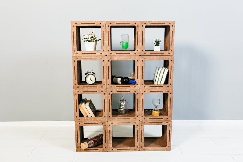 BOOKCASES Wood Stained Box Floating Shelvescube Shelves | Etsy