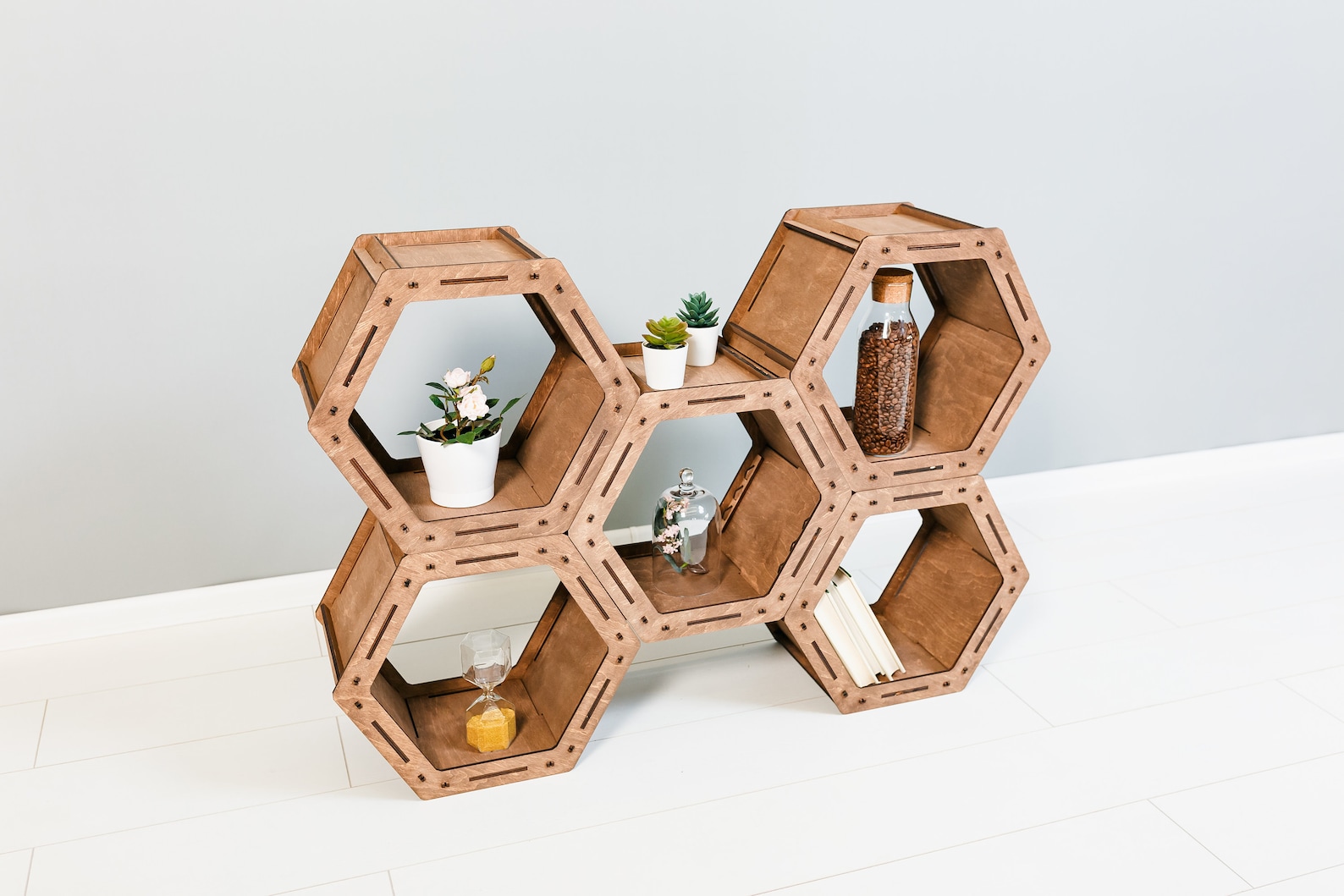 HONEYCOMB SHELVES WOODEN Shelves Beautiful Hexagon Book - Etsy