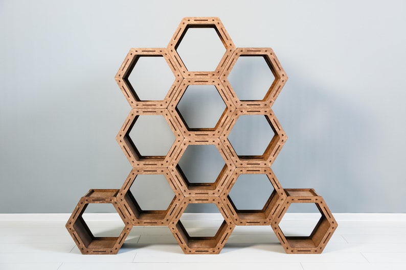 Bookcase Honeycomb Loft Shelf Geometric Bookhelf Custom Hexagon Shelves ...