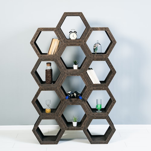 HEXAGON SHELF HONEYCOMB Shelves Handmade Wooden Book - Etsy