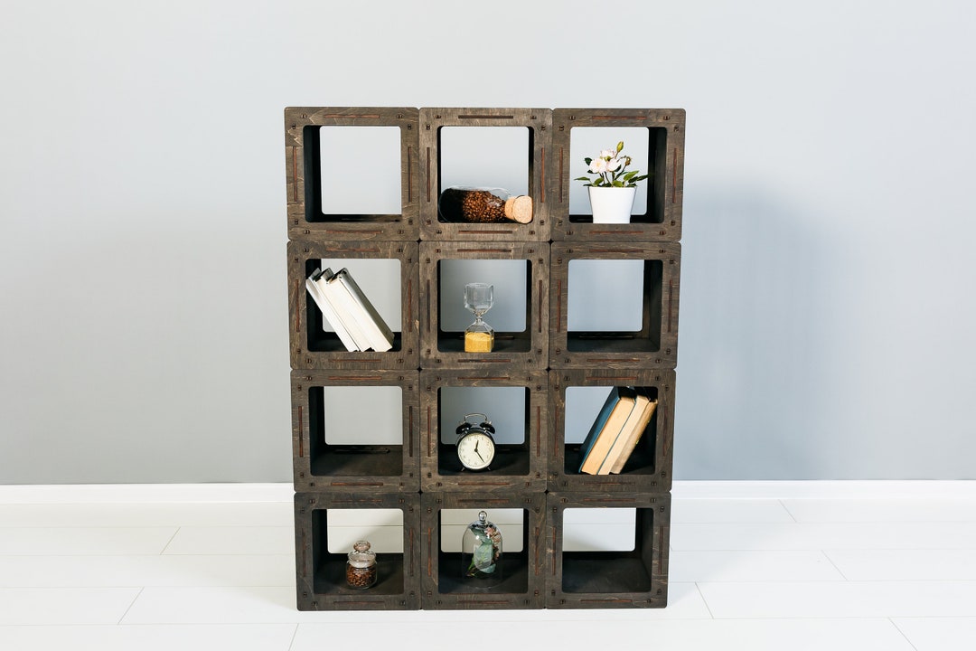 Bookcase With Cabinet, Handmade Bookcase, Room Divider, Cube Bookcase ...