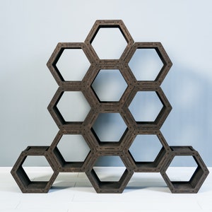 Bookcase Custom Shelving Unit Hexagon Bookshelf Loft Shelf Geometric ...