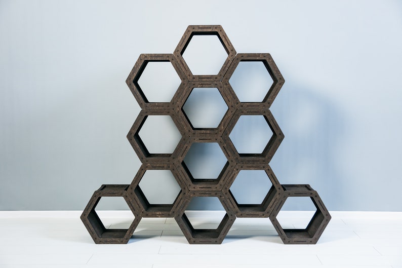 Bookcase Custom Shelving Unit Hexagon Bookshelf Loft Shelf Geometric ...