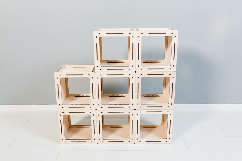 Wood Stained Box Floating Shelves Wall Cube Shelves Square - Etsy