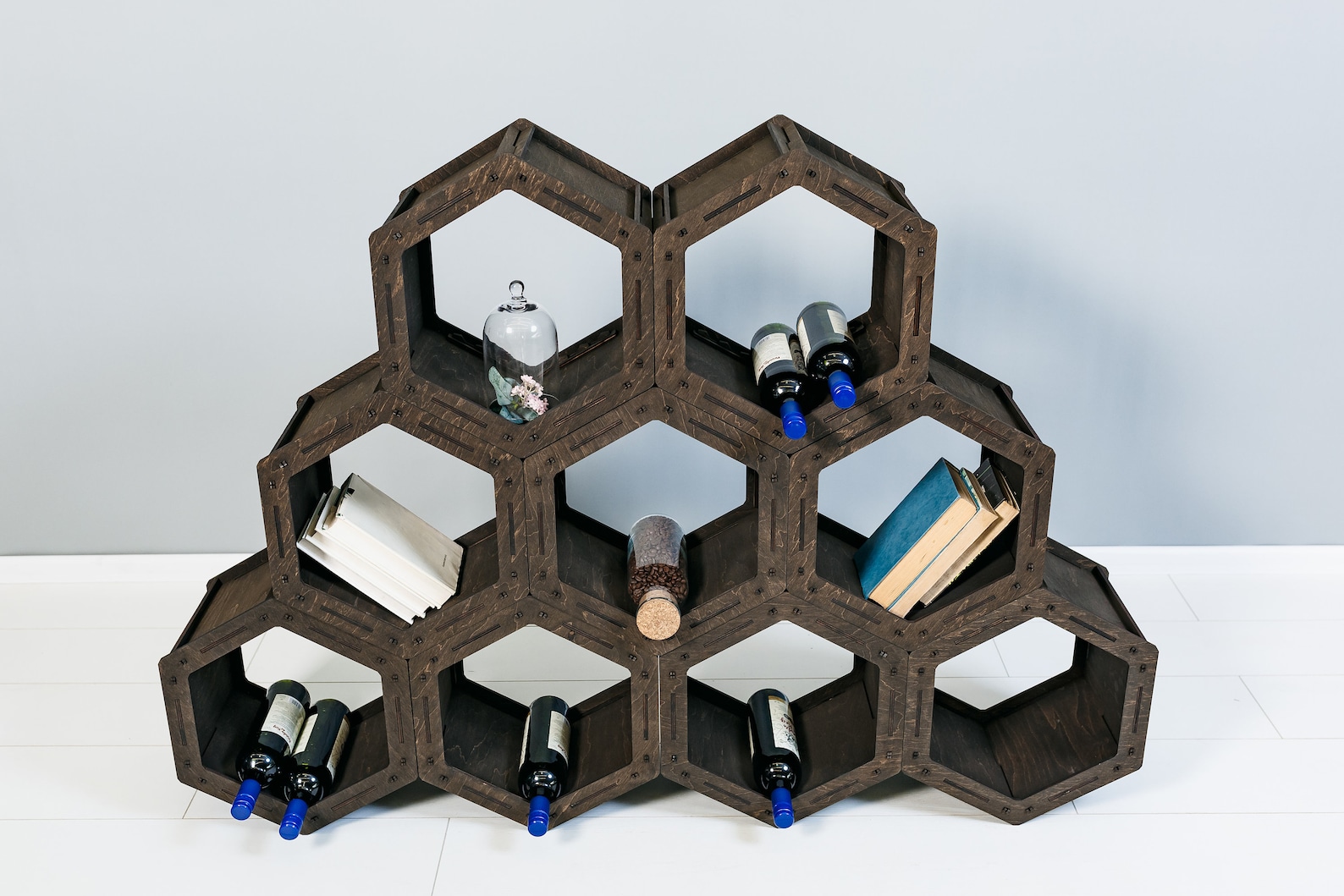HEXAGON SHELF - HONEYCOMB Shelves - Handmade Wooden Book Storage ...