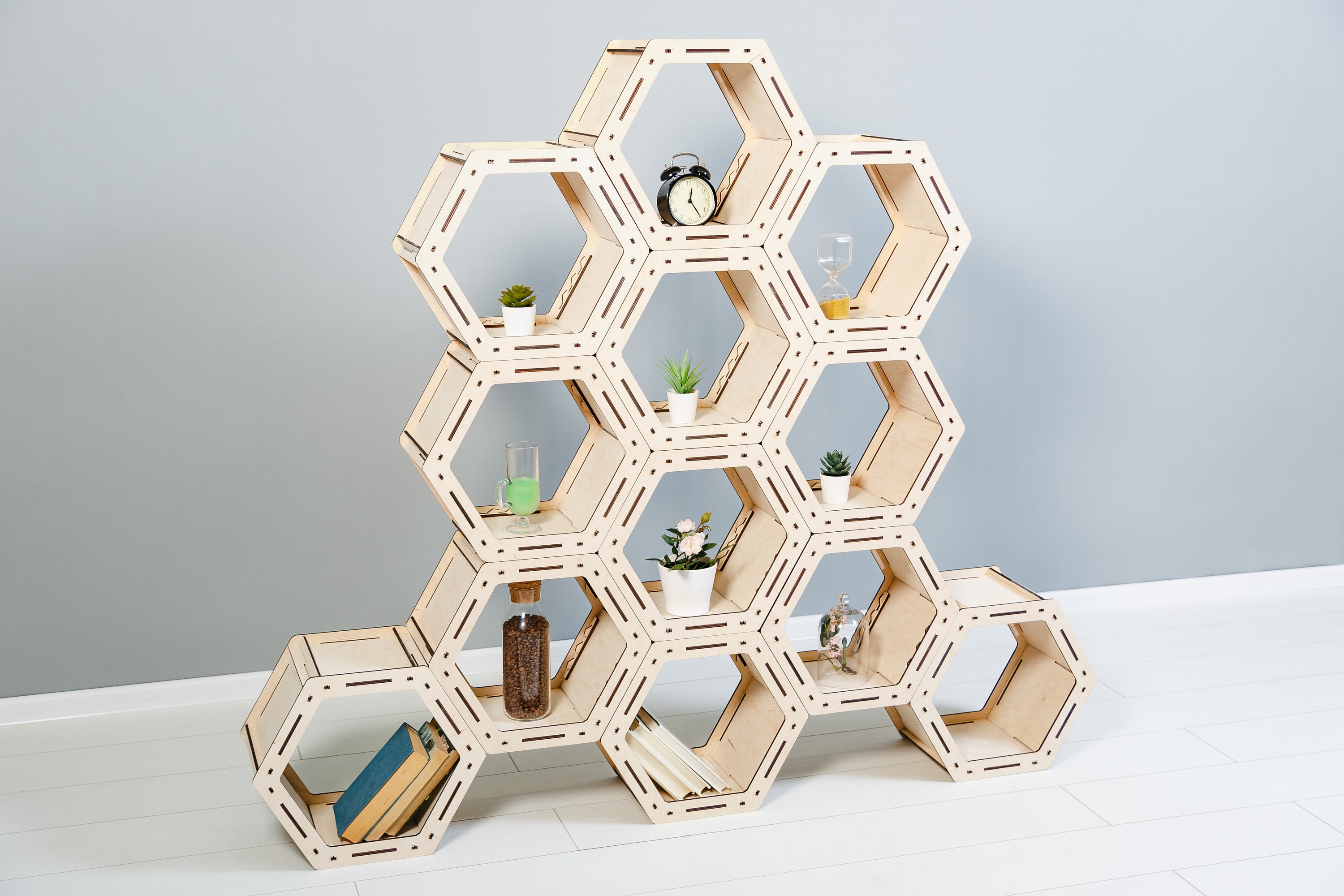 HEXAGON SHELF HONEYCOMB Shelves Handmade Wooden Book | Etsy