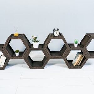 Bookcase Custom Shelving Unit Hexagon Bookshelf Loft Shelf Geometric ...