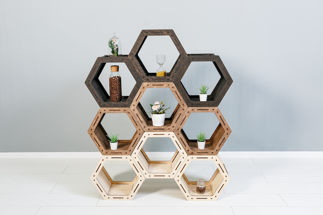 Hexagon Shelves, Wall Beehive Bee Honeycomb Shelf Decor, Large Set of ...