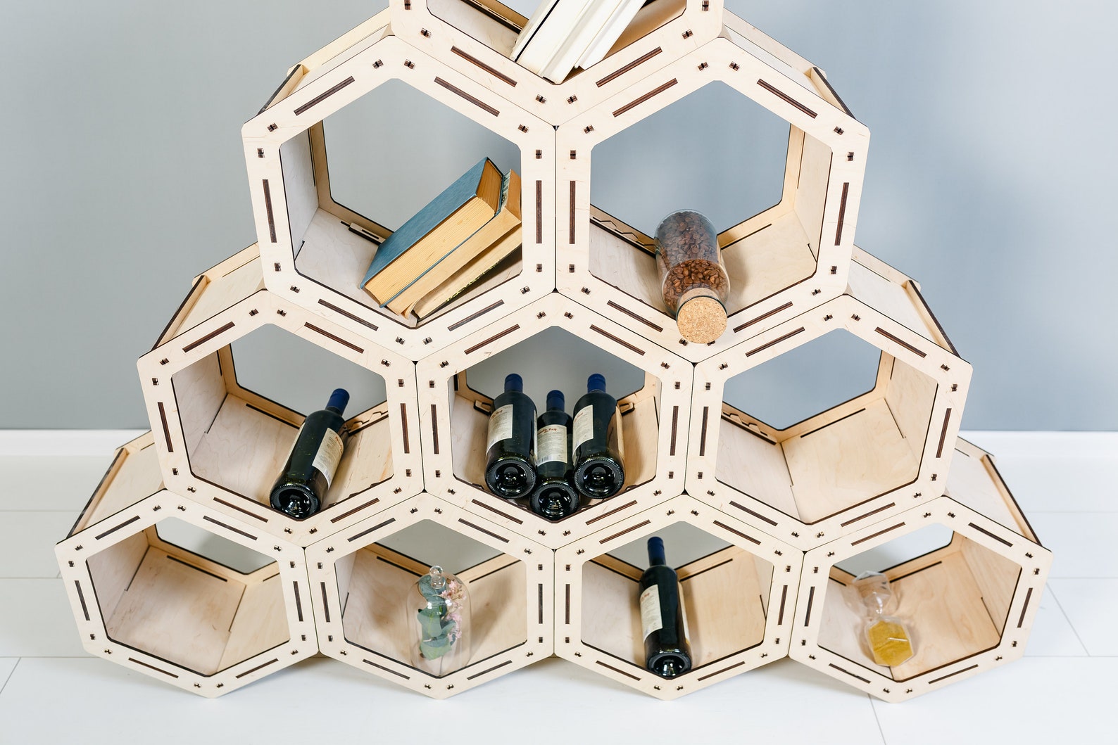 Small Hexagonal Bookcase Freestanding Wooden Bookshelf - Etsy