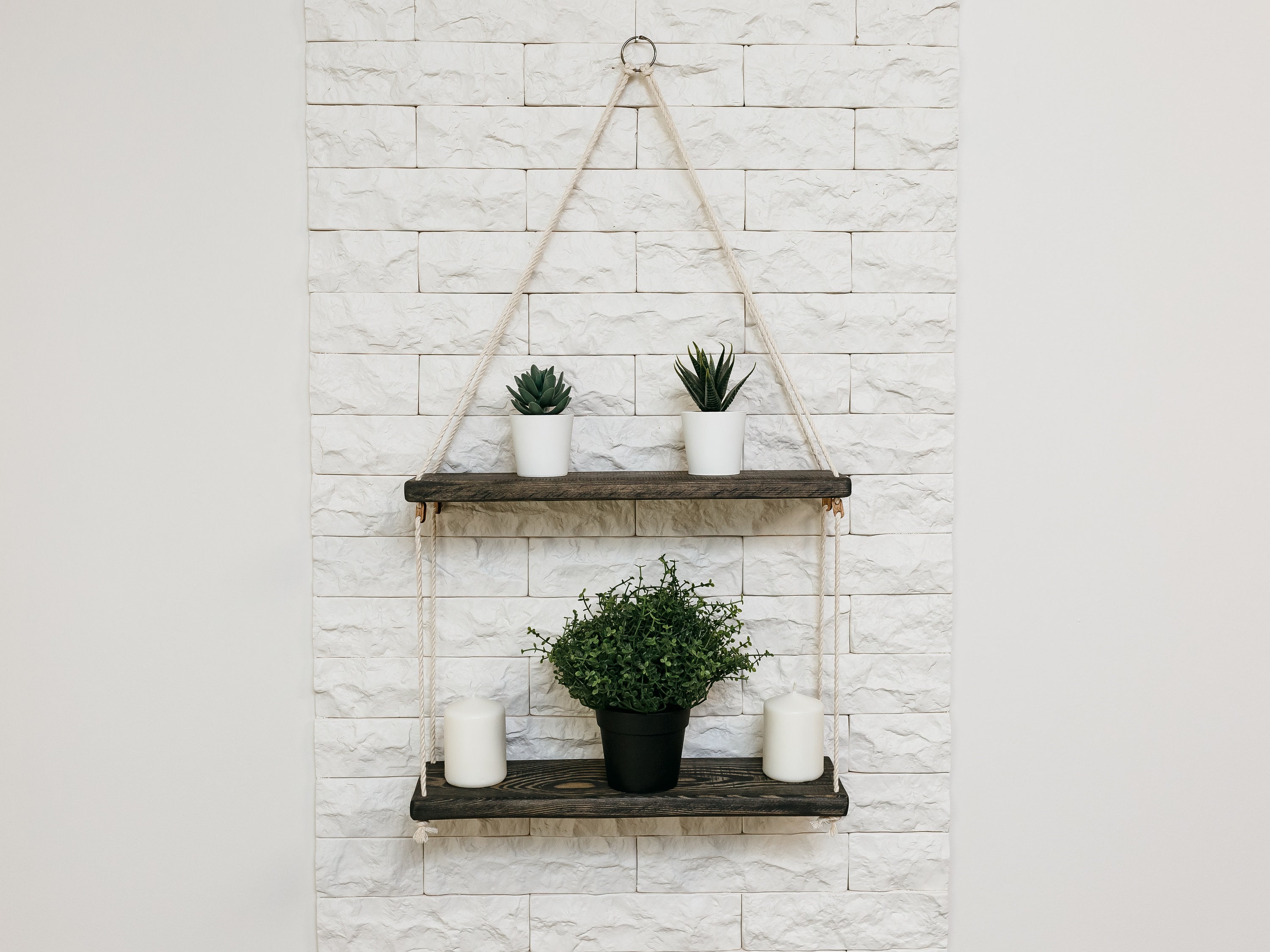 Rope Plant Shelf Reclaimed Wood Shelf Hanging Plant Shelf | Etsy