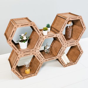 Bookcase Custom Shelving Unit Hexagon Bookshelf Loft Shelf Geometric ...
