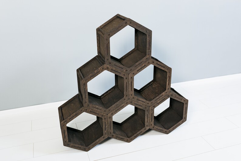 ANTIQUE BOOKCASE - HEXAGON Shelf - Handmade Honeycomb Home Décor ...
