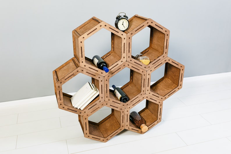 Bookcase Bookcase Modern Bookcase Hexagon Custom Bookcase - Etsy