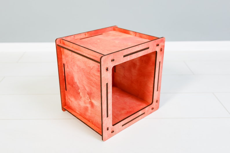 BOOKCASES Wood Stained Box Floating Shelvescube Shelves | Etsy