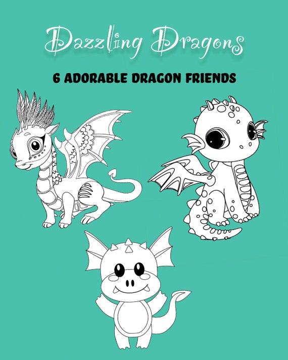 Dazzling Dragons Digital Coloring Book 6 Dragon Coloring - Etsy