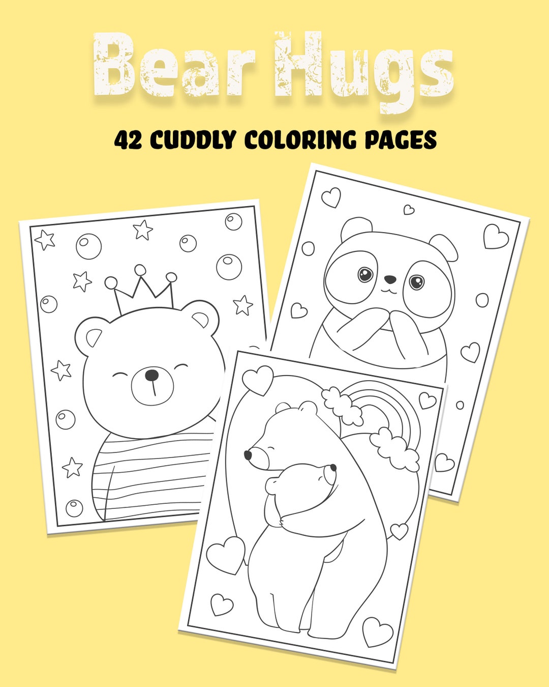 Bear Hugs Digital Coloring Book - 42 Bear Coloring Pages - Etsy
