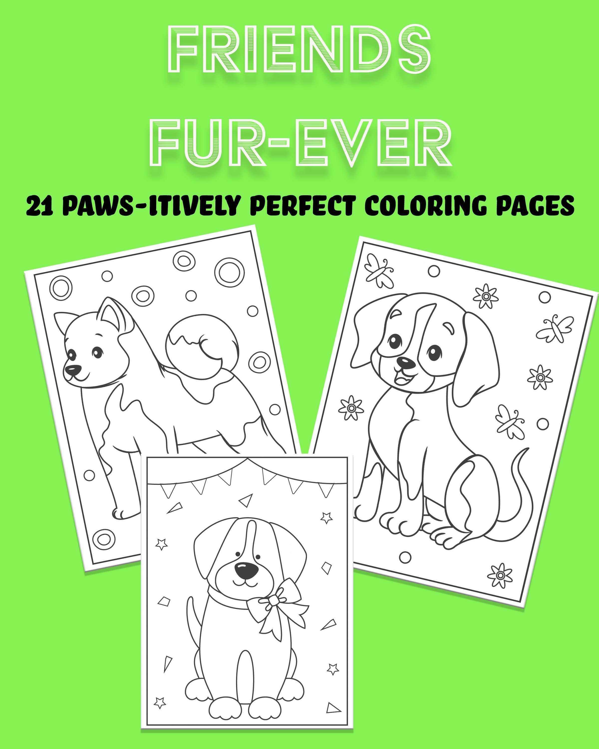 Fur-ever Friends Digital Coloring Book 21 Dog Coloring Pages - Etsy