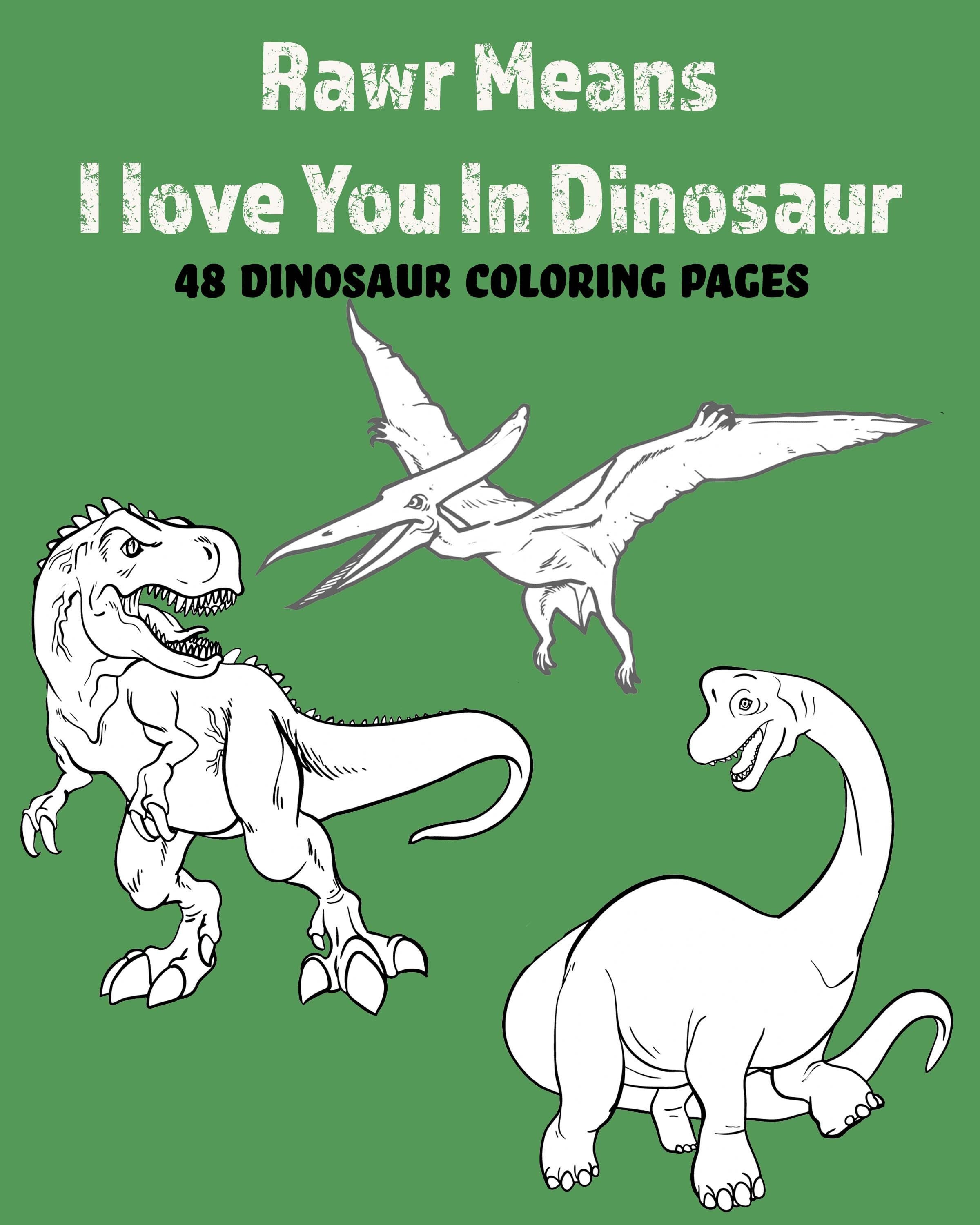 RARW Means I Love You in Dinosaur Digital Coloring Book 48 Dinosaur ...