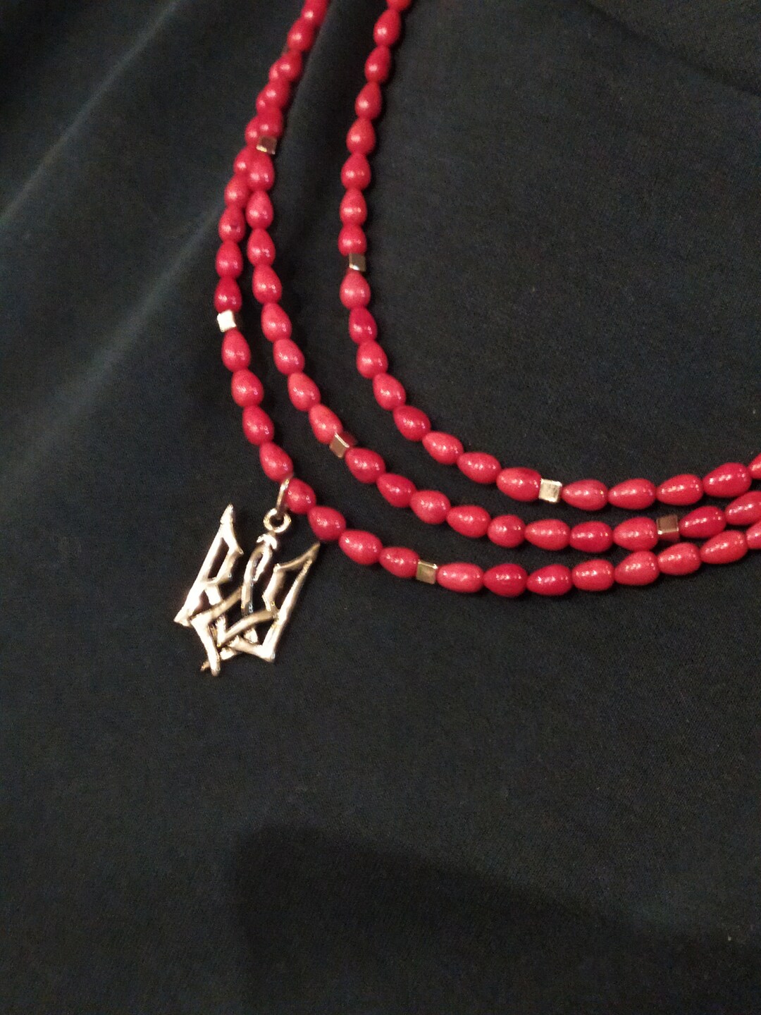 Natural Red Coral Necklace With Trident. Handmade Jewelry.ukrainian ...