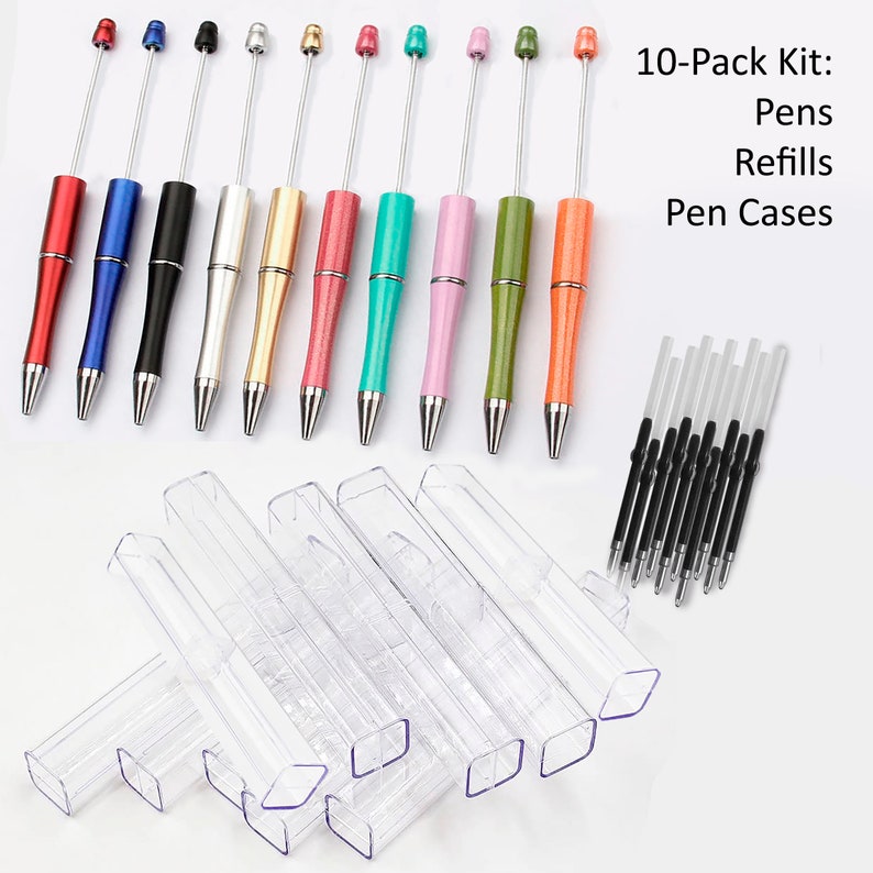 10 Plastic Beadable Pen kit includes pens refills and | Etsy