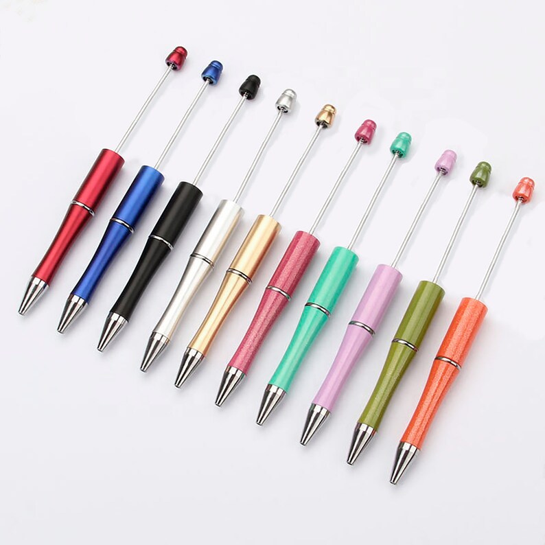 10 Plastic Beadable Pen Kit Includes Pens, Refills, and Acrylic Case - Etsy