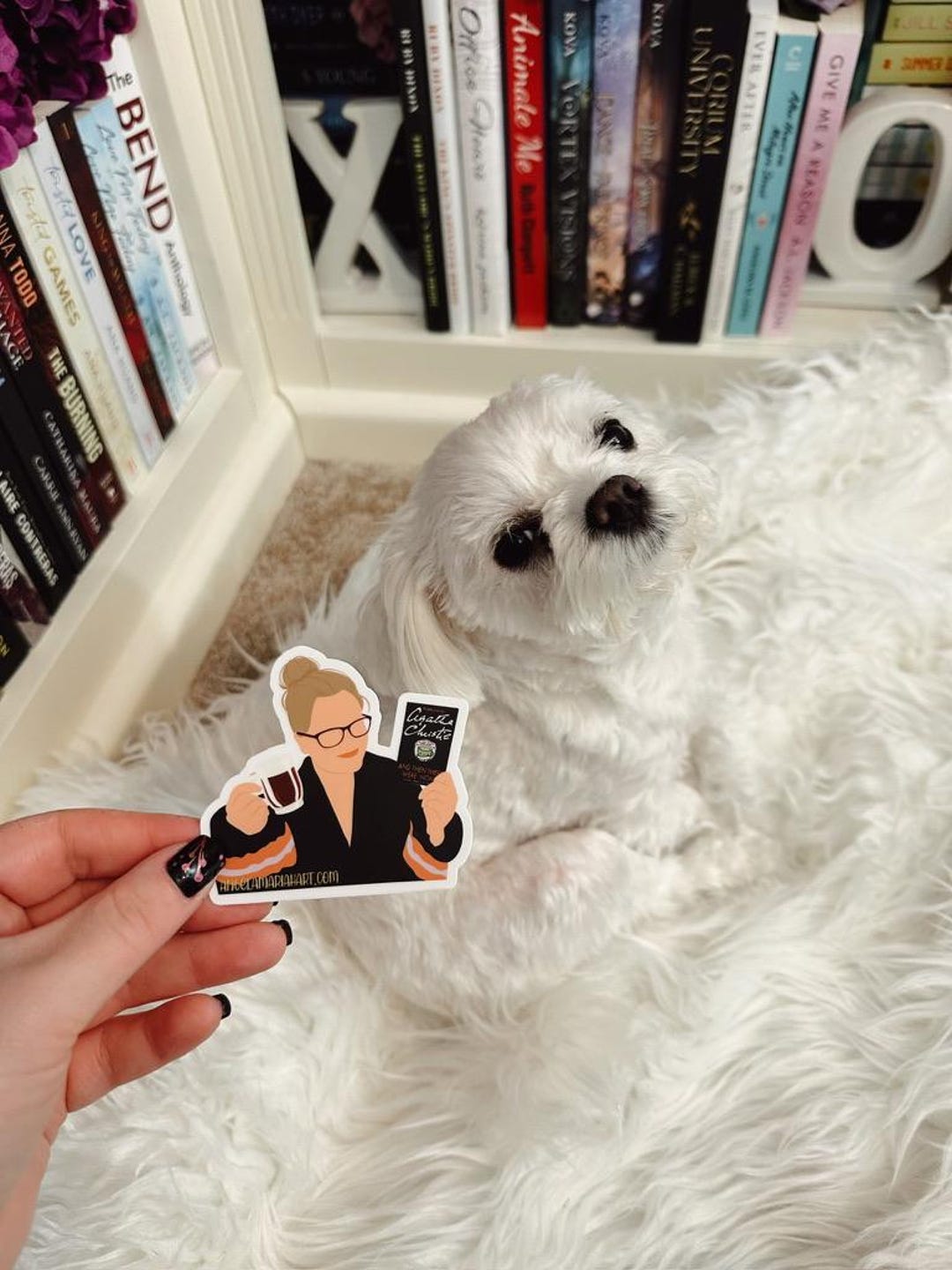 Angela Reading Agatha Christie Sticker - Etsy