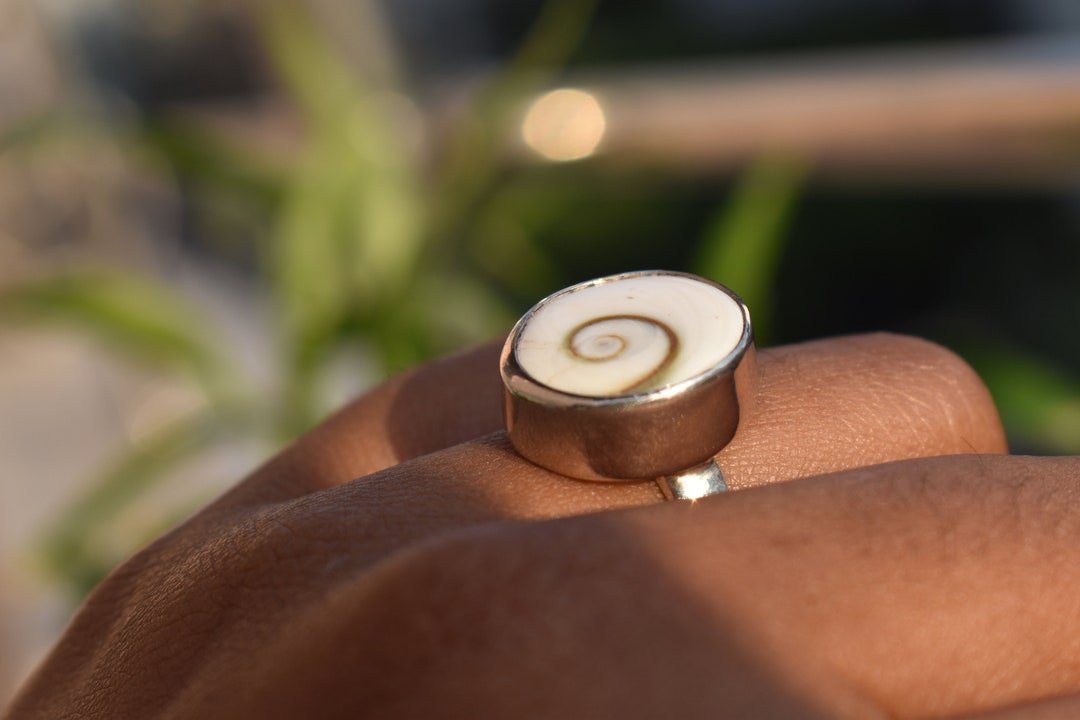 Shiva Eye Shell Evil Eye Natural Gemstone Handmade Ring - Etsy