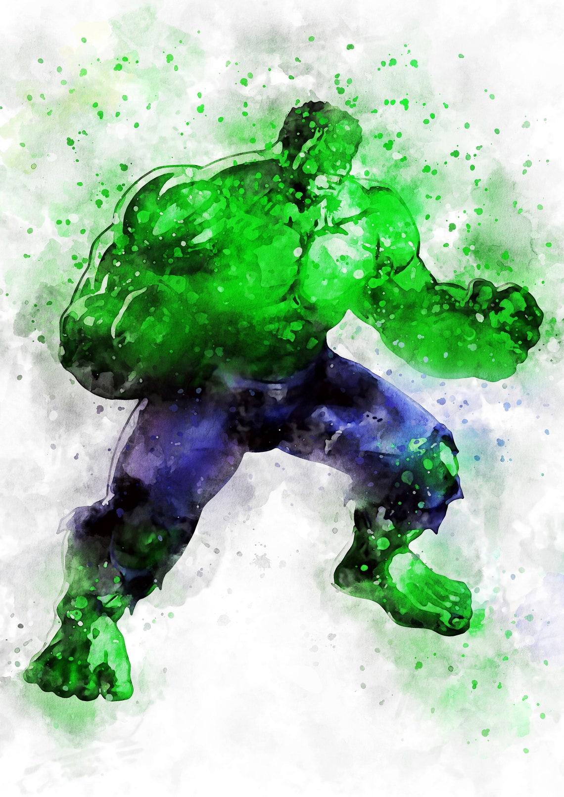 The Incredible hulk Watercolor painting Art Print Avengers | Etsy