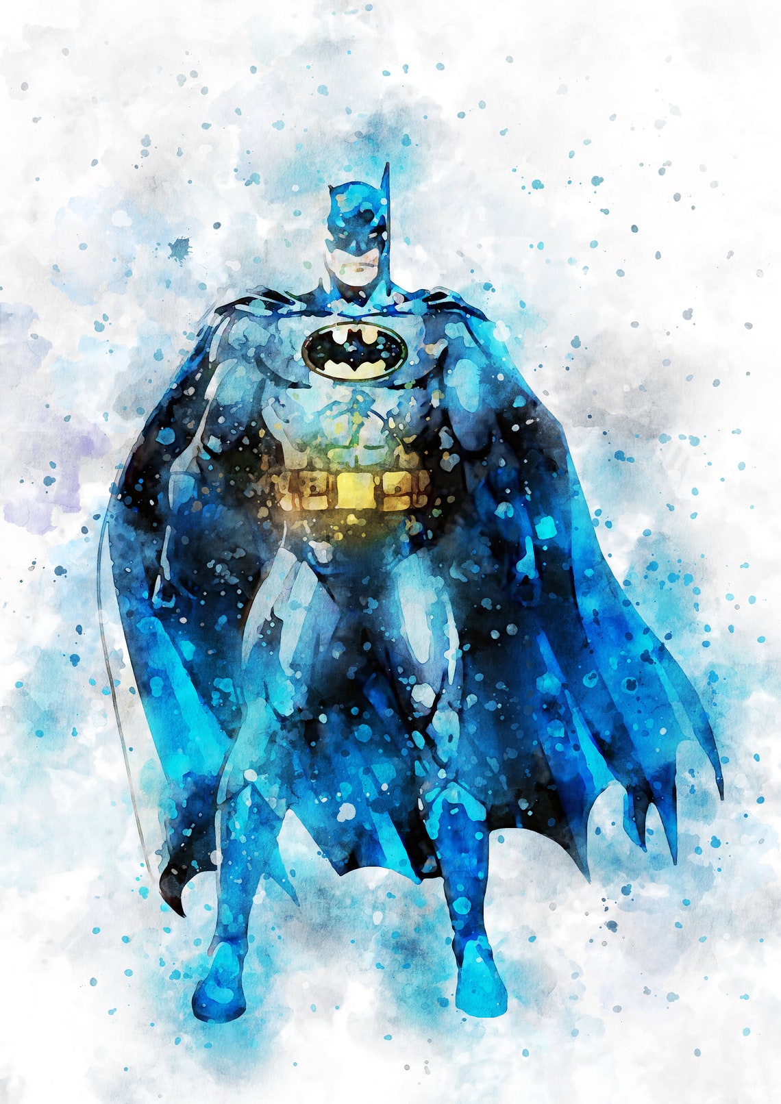 Batman Aquarell Malerei Kunstdruck DC Poster Superheld | Etsy