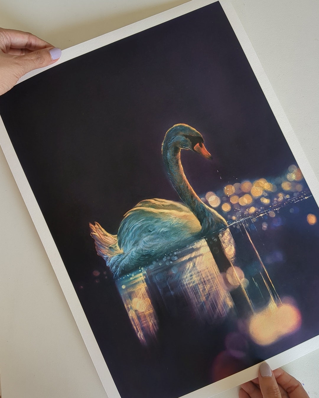 Swan Art Print, Oil Painting Print, Bird Wall Art Print for Living Room ...