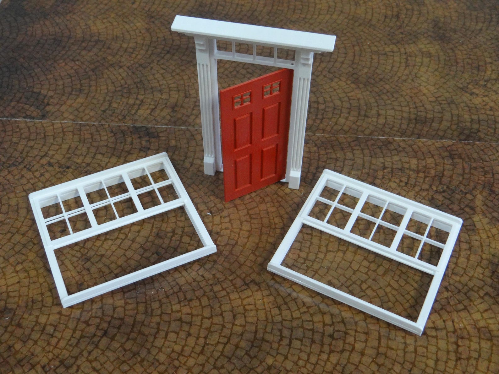 1:18 Scale Red Entry Door and Windows Diorama Building Parts - Etsy