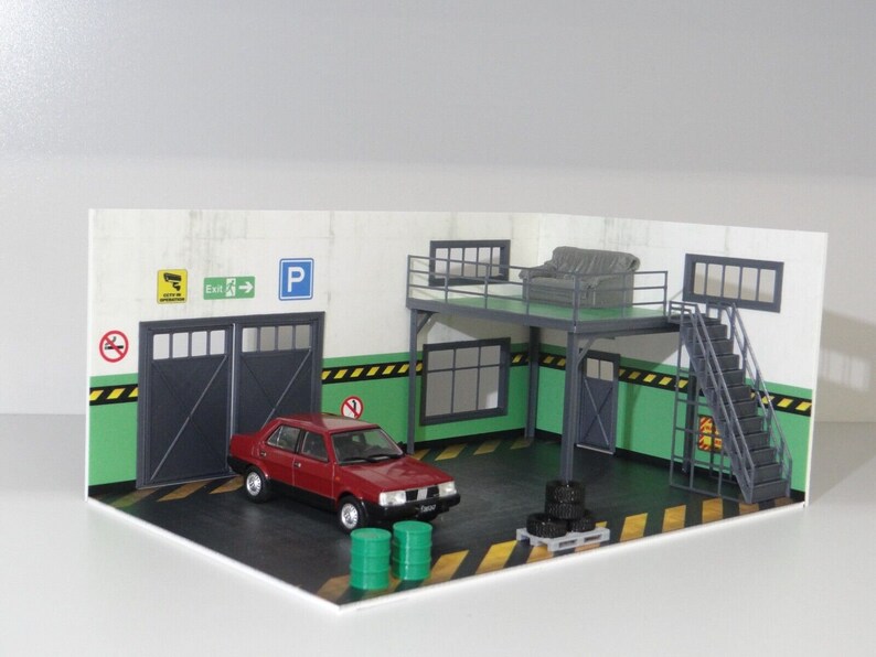 Scale 1:43 Diorama Auto Garages Diorama Model Kit Model Car Display PVC ...