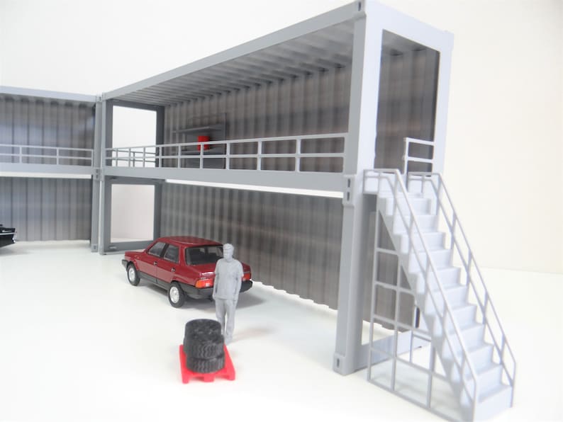 Scale 1:43 Diorama Two-floor Containers Garage With Equipment Car ...