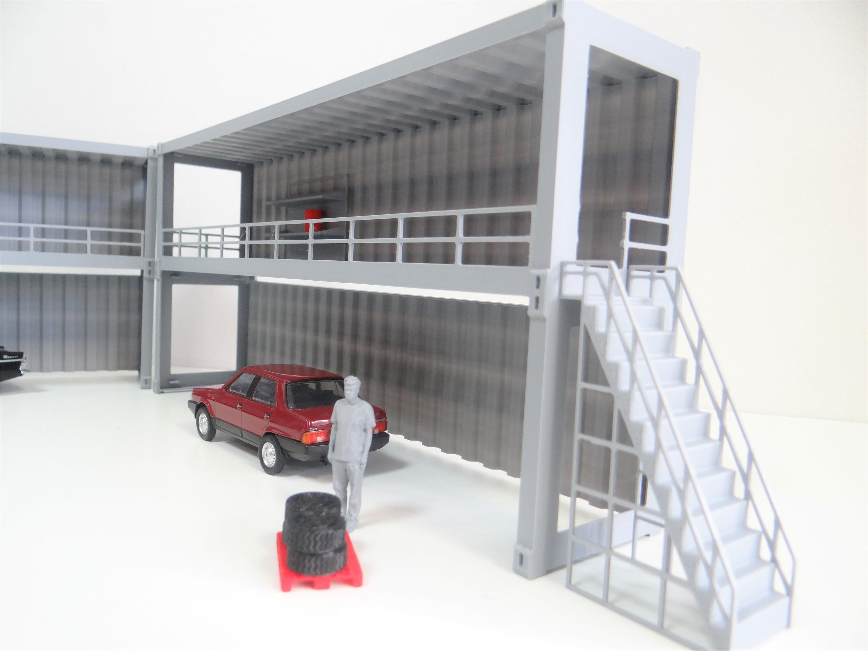 Scale 1:43 Diorama Two-floor Containers Garage With Equipment Car ...