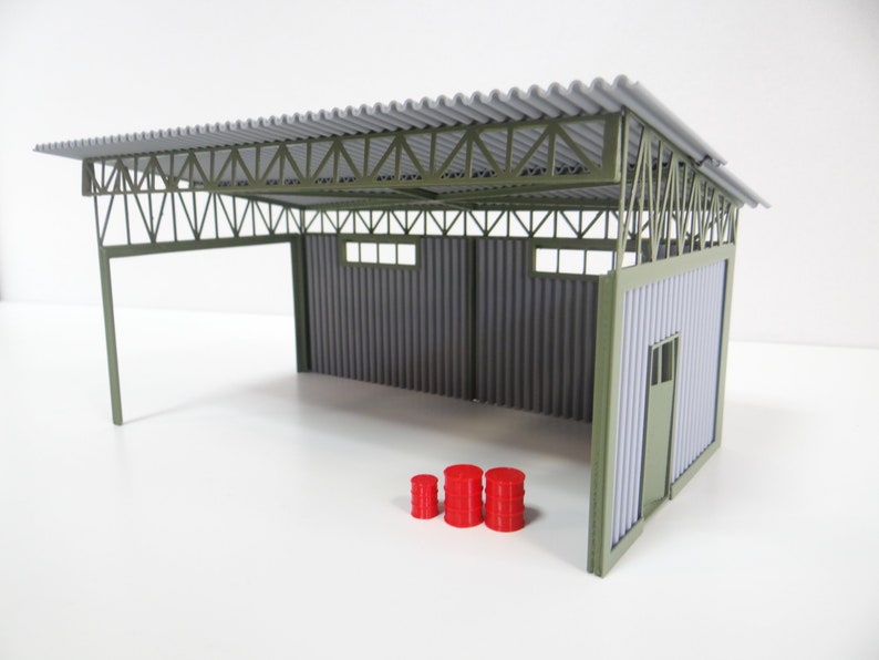 Scale 1:43 Diorama Open Garage Models Metal sheet Shed Garage Miniature ...