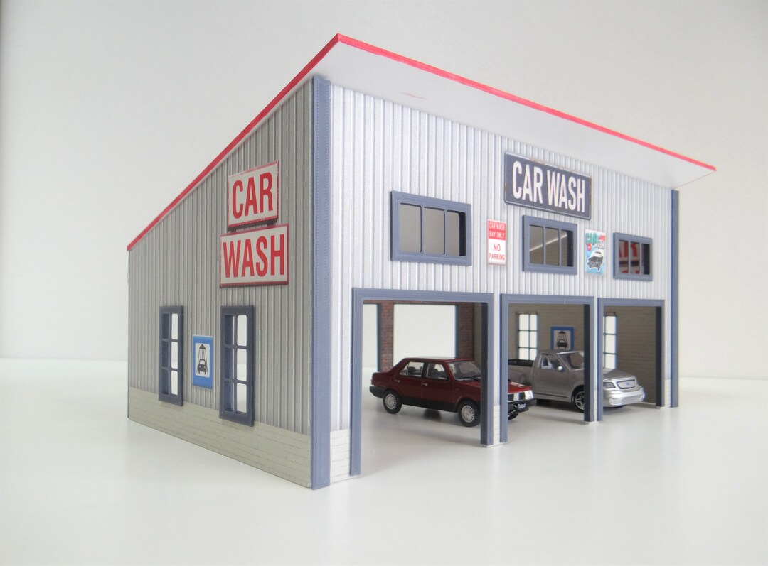 Car Wash Building Diorama Model Kit Scale 1:43 Auto Cleaning Miniature ...