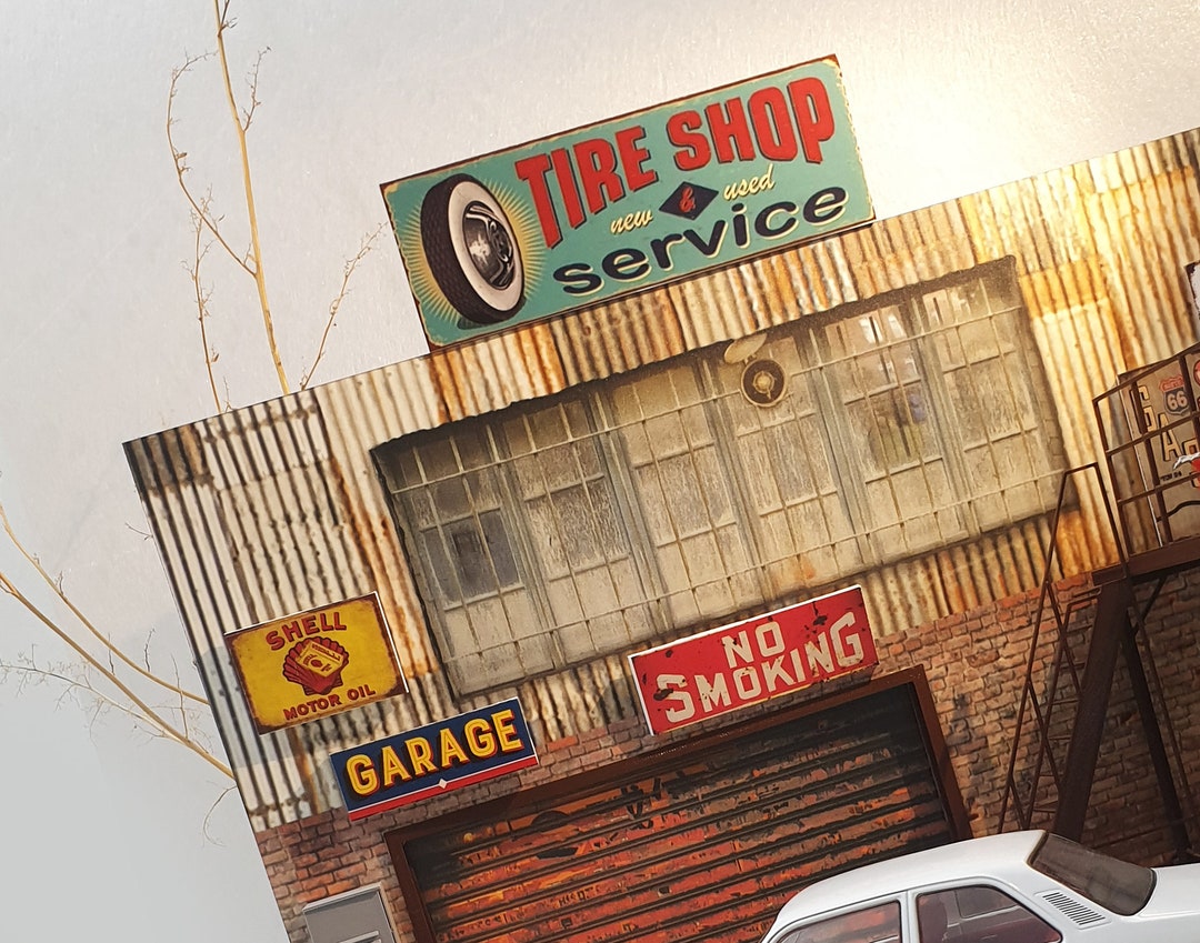 Diorama Sets of Advertising Signs. Accessories for Garage Models ...